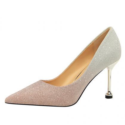 Women Fashion Sexy Shiny Gradient Color High Heels Shoes Pumps on Luulla