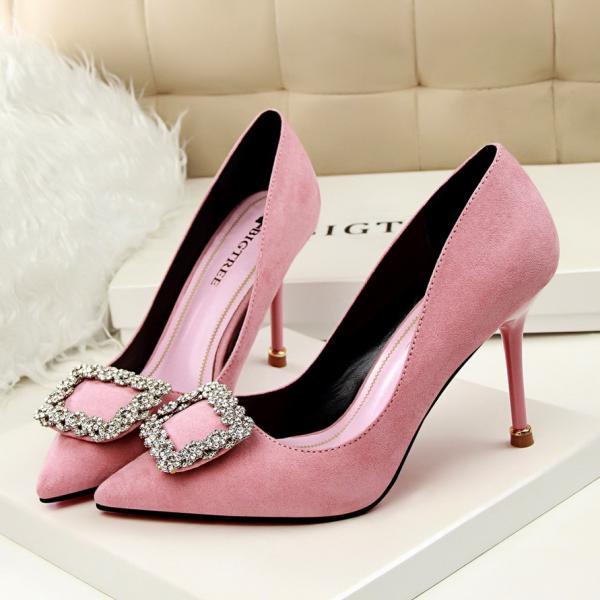 Rhinestone Shoes Women Wedding Shoes Bride Pink Heels Luxury Heels ...