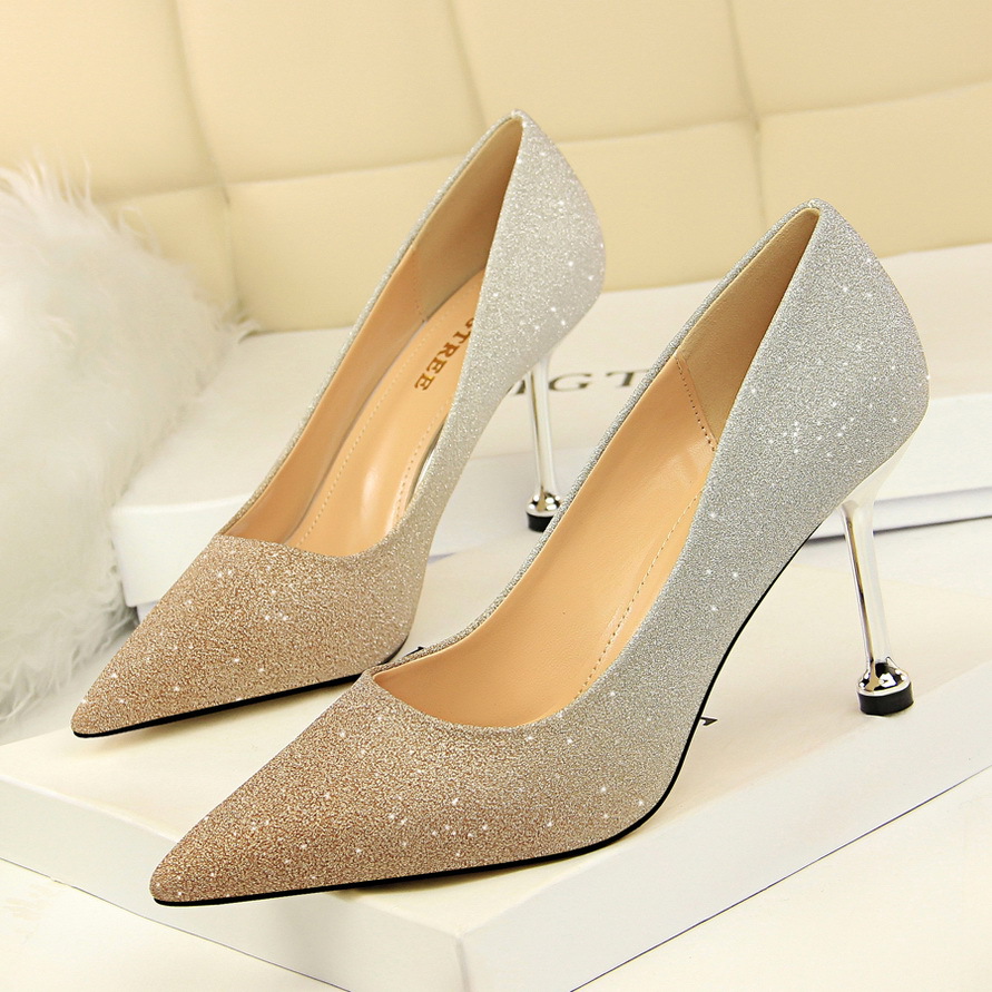 Women Fashion Sexy Shiny Gradient Color High Heels Shoes Pumps on Luulla